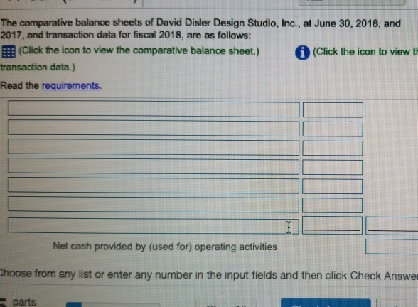 Solved The comparative balance sheets of David Disler Design | Chegg.com