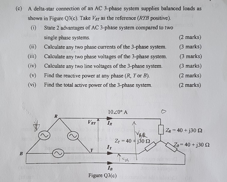 (c) A delta-star connection of an AC 3-phase system | Chegg.com