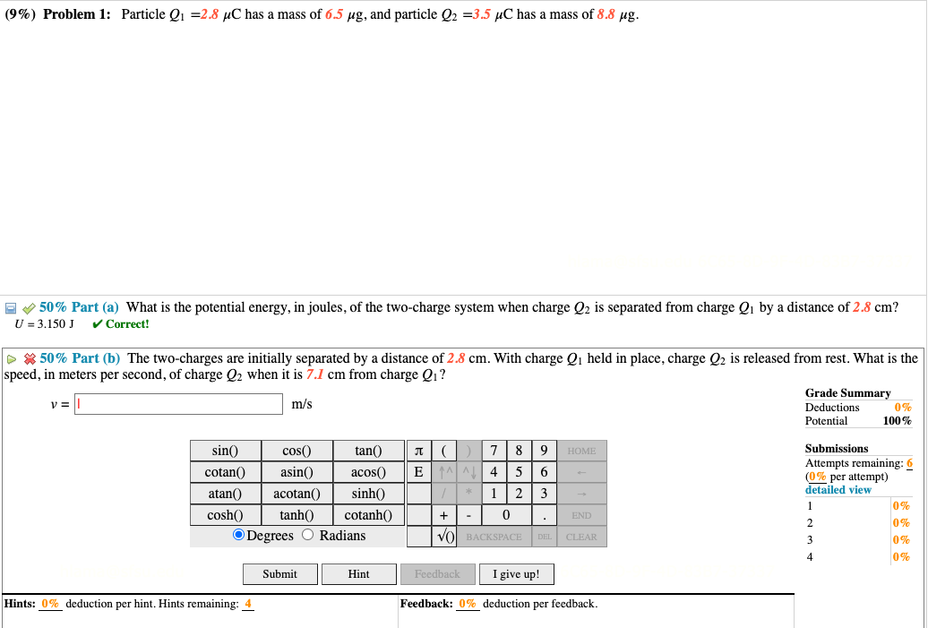 Solved (9\%) Problem 1: Particle Q1=2.8μC has a mass of | Chegg.com Solved (9\%) Problem 1: Particle Q1=2.8μC has a mass of | Chegg.com