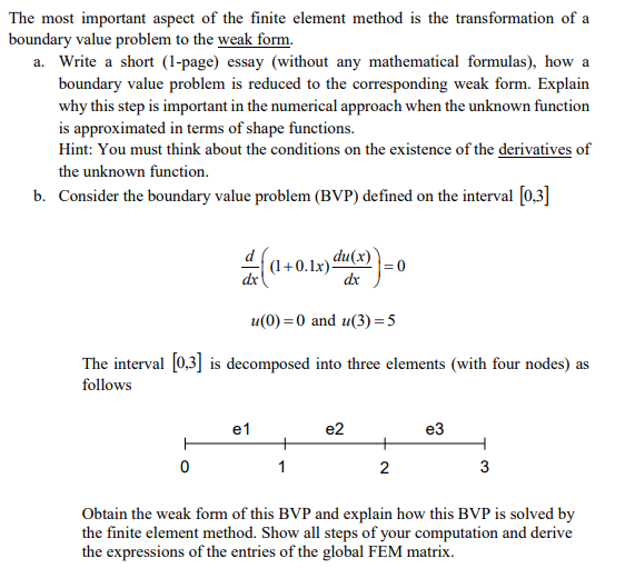 Solved The most important aspect of the finite element | Chegg.com