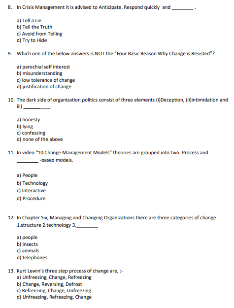 Solved Change Management | Chegg.com