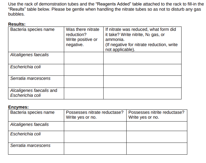 Solved Nitrate Reduction Test Anaerobic Respiration