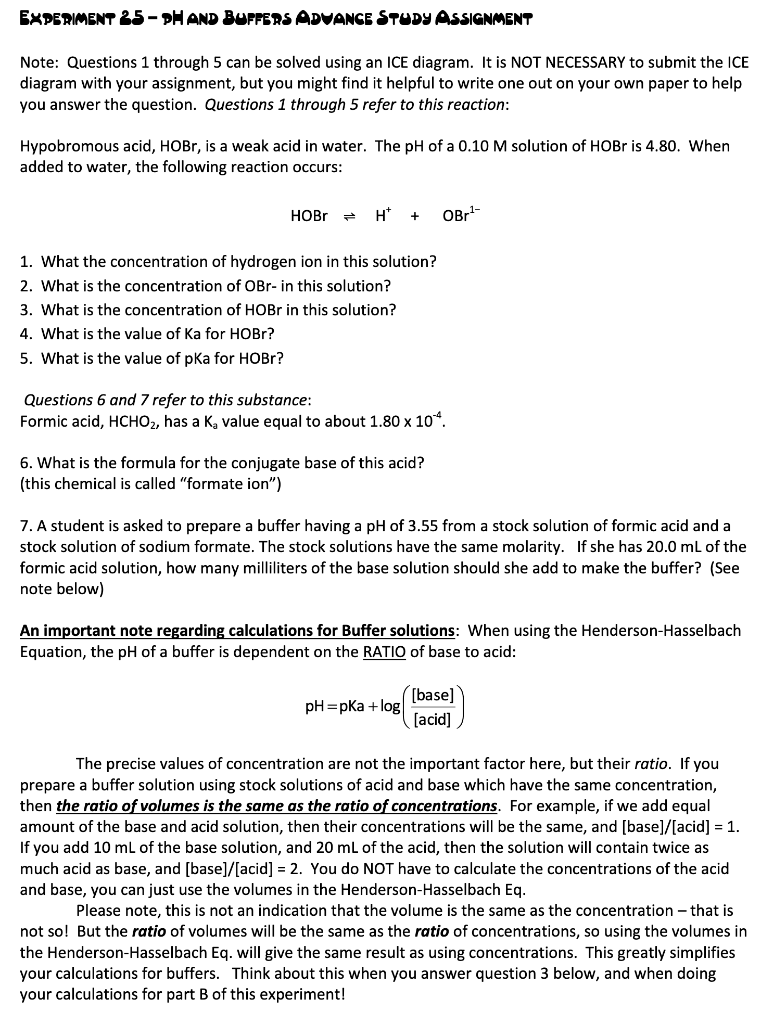 Solved EXPERIMENT 25-OH AND BUFFERS ADVANCE STUDY ASSIGNMENT | Chegg.com