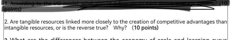 Solved 2. Are tangible resources linked more closely to the | Chegg.com
