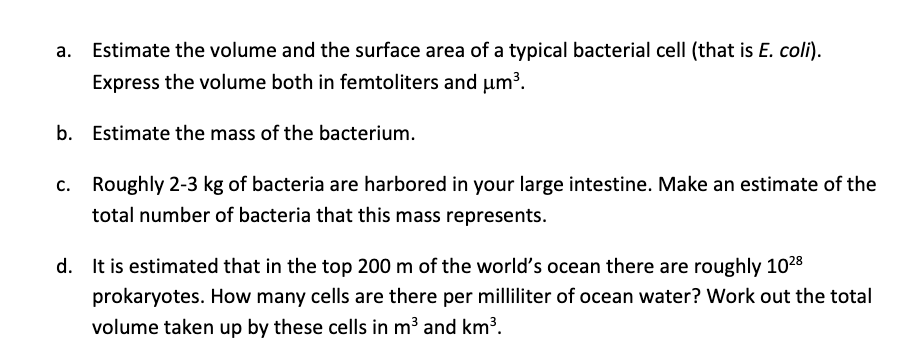 Solved Estimate the volume and the surface area of a typical | Chegg.com