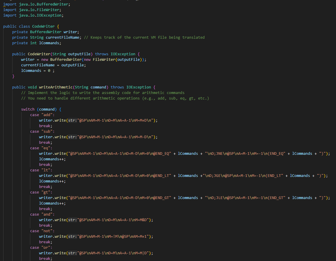 Solved In the VMTranslator class, implement the main method | Chegg.com
