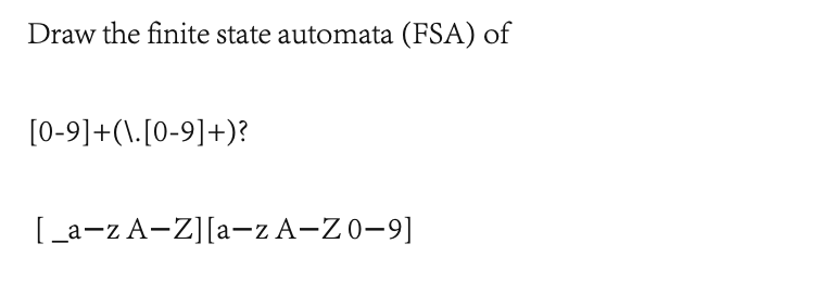 Solved Draw the finite state automata (FSA) of | Chegg.com