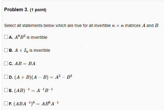 Solved Select all statements below which are true for all | Chegg.com