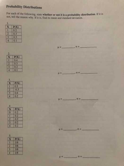 Solved Probability Distributions For each of the following, | Chegg.com