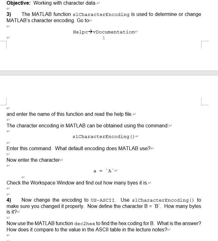 Solved Objective: Working with character data. 3) The MATLAB | Chegg.com