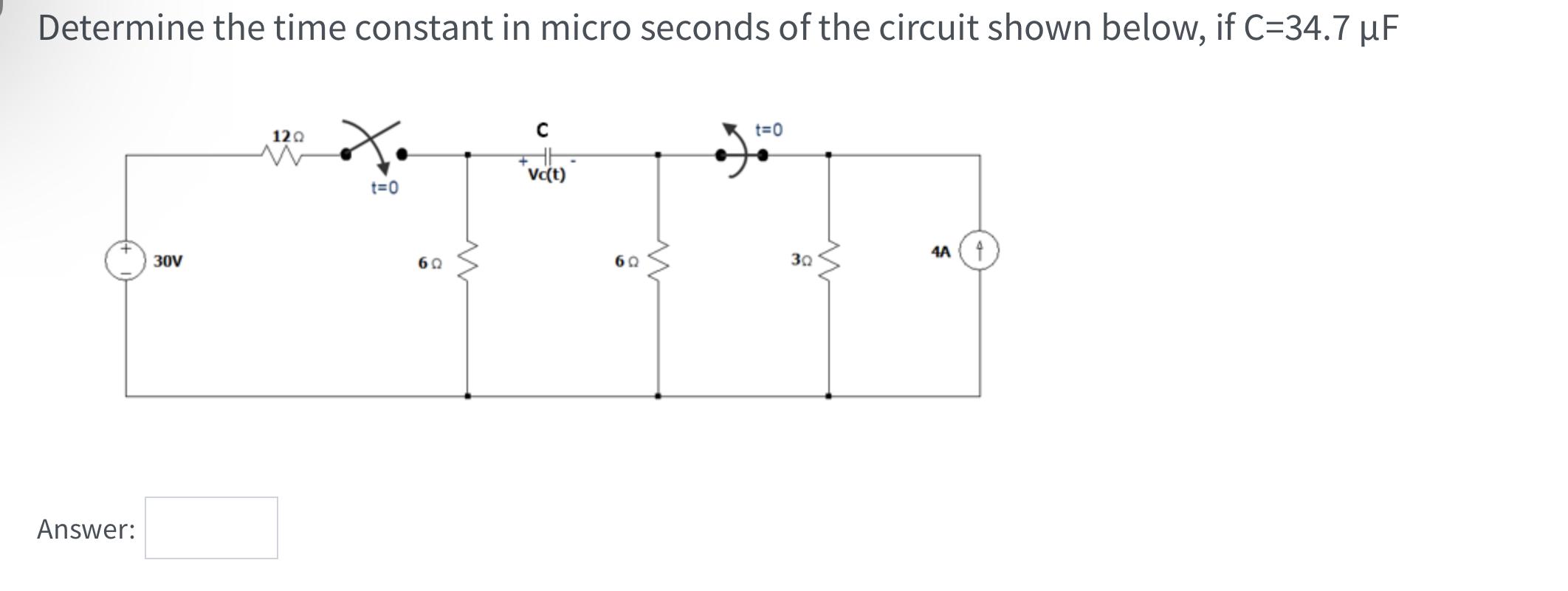 Solved Determine the time constant in micro seconds of the | Chegg.com