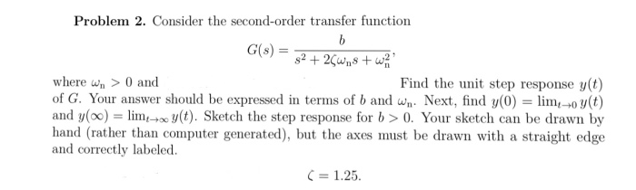 Solved Problem 2. Consider the second-order transfer | Chegg.com