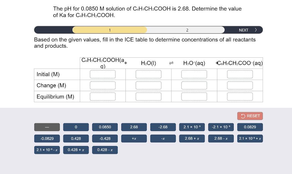 Solved The pH for 0.0850 M solution of C.H=CH2COOH is 2.68. | Chegg.com