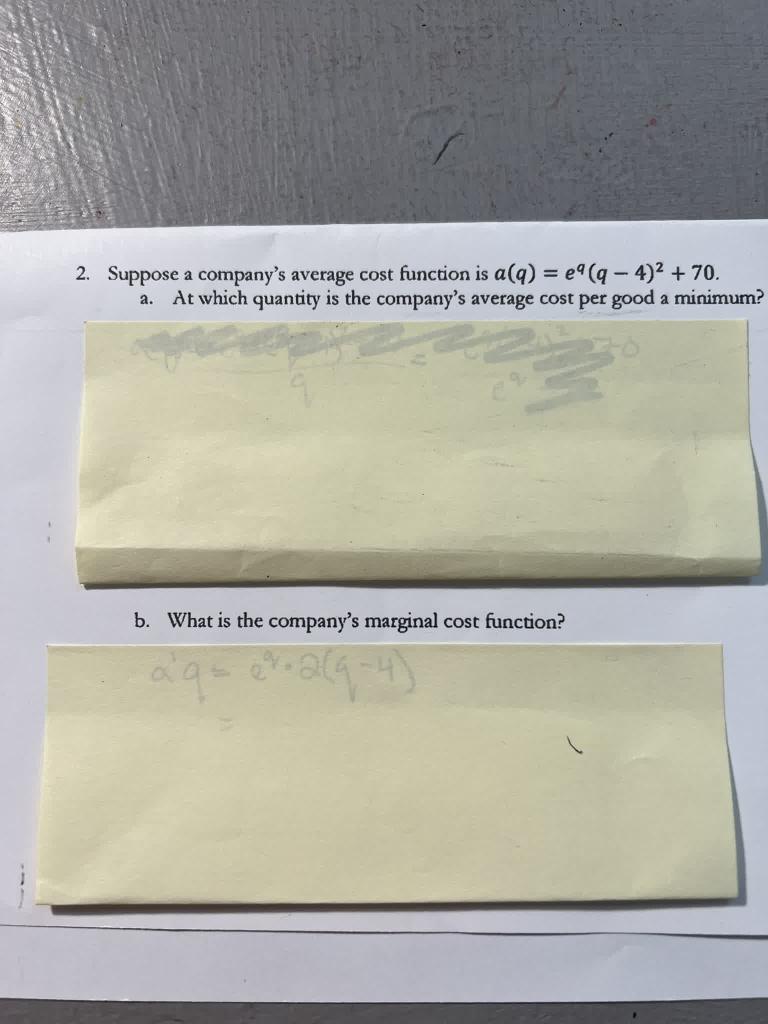 Solved 2. Suppose a company's average cost function is | Chegg.com