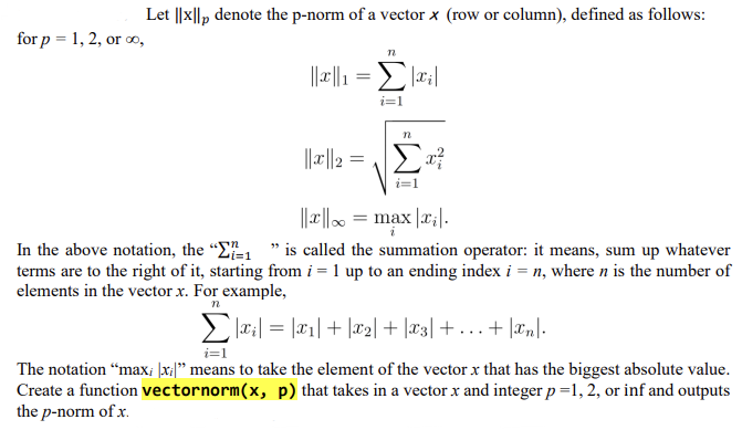 Solved Let ||*||p denote the p-norm of a vector (row or | Chegg.com