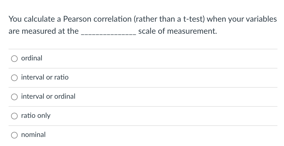 Solved You calculate a Pearson correlation (rather than a | Chegg.com
