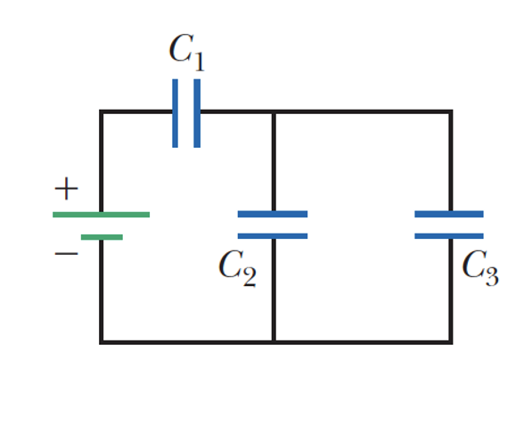 Solved Three capacitors are connected to a 9V battery as | Chegg.com