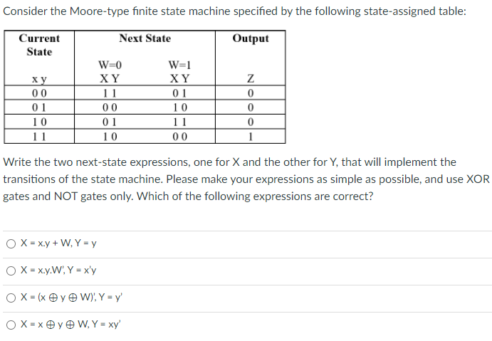 Solved Consider the Moore-type finite state machine | Chegg.com