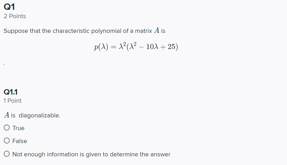 Solved Q1 2 Points Suppose that the characteristic | Chegg.com
