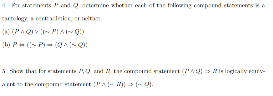 Solved 4. For statements P and Q, determine whether each of | Chegg.com