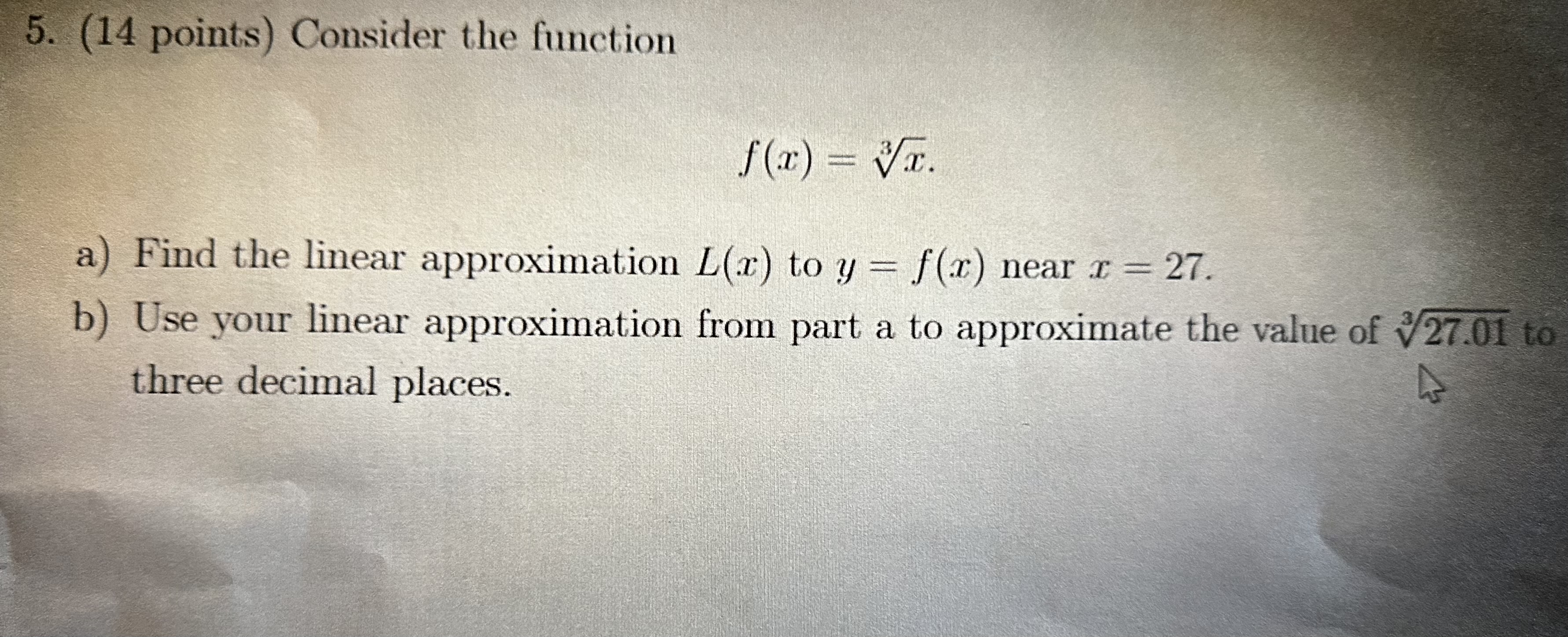 Solved 5. (14 points) Consider the function f(x)=3x a) Find | Chegg.com
