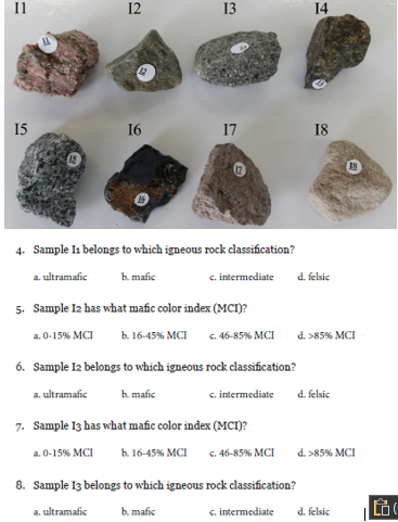 Solved 4. Sample I1 belongs to which igneous rock | Chegg.com