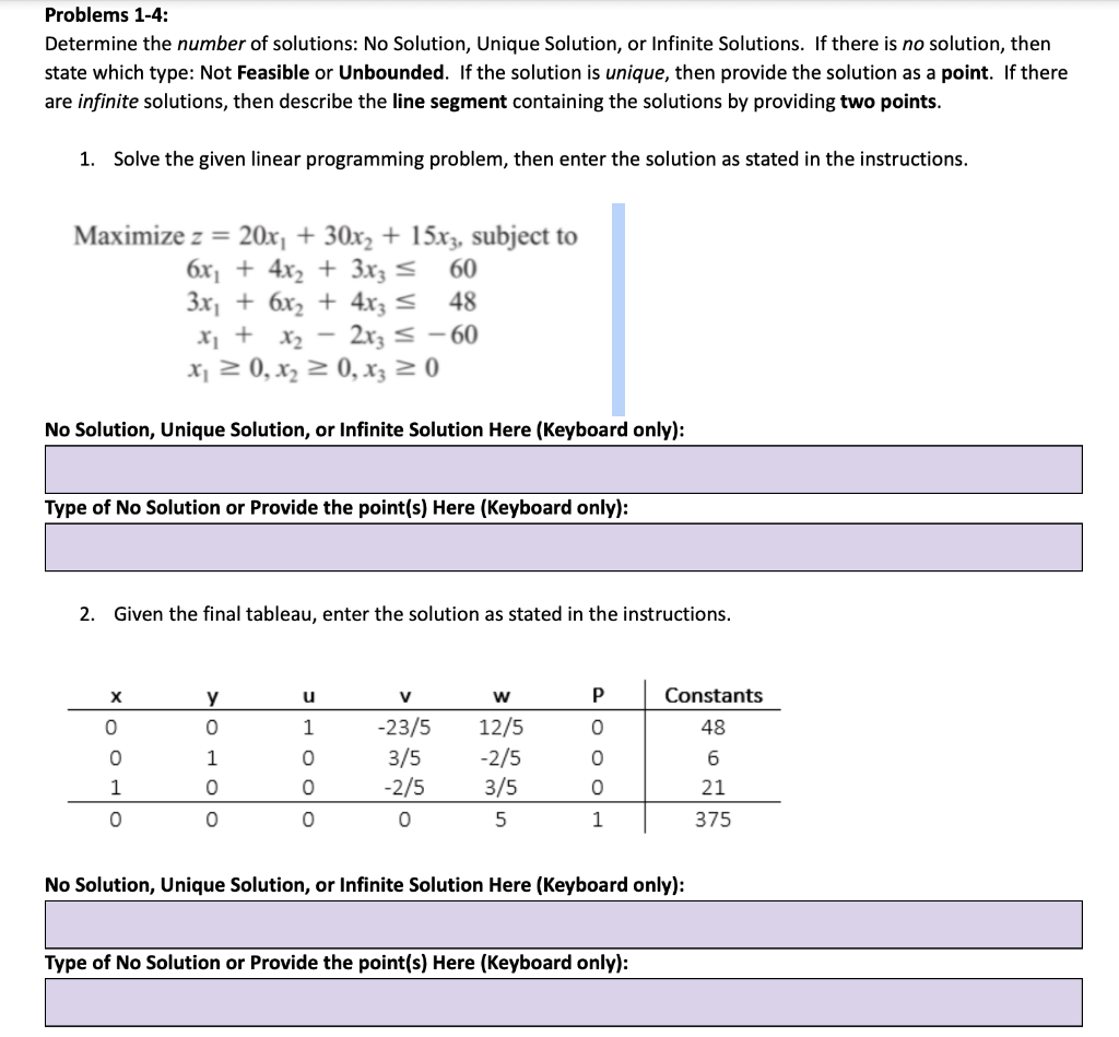 Solved Problems 1-4: Determine the number of solutions: No | Chegg.com