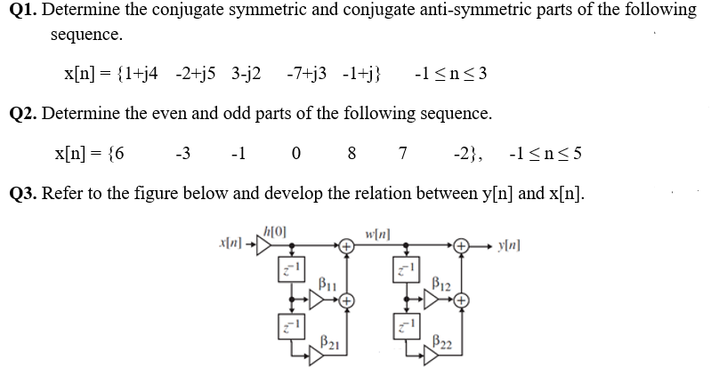 Q1. Determine the conjugate symmetric and conjugate | Chegg.com