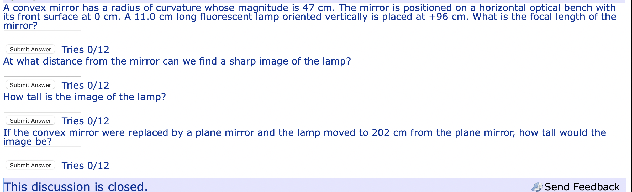 Solved A convex mirror has a radius of curvature whose | Chegg.com