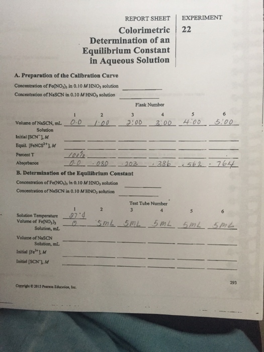 REPORT SHEET EXPERIMENT Colorimetric 22 Determination | Chegg.com