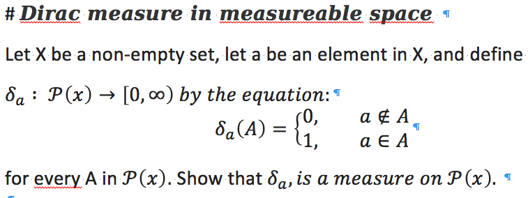 Solved # Dirac measure in measureable space a Let X be a | Chegg.com