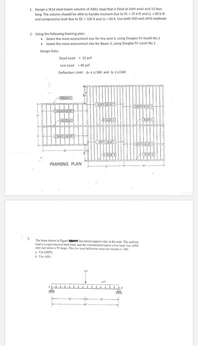 1. Design a W14 steel beam-column of A992 steel that | Chegg.com