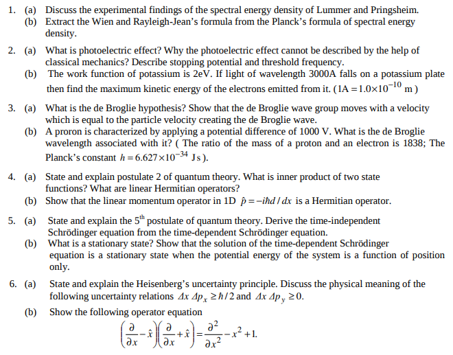 Solved 1. (a) Discuss the experimental findings of the | Chegg.com