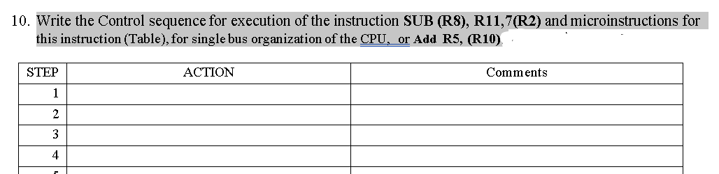 Solved 10. Write the Control sequence for execution of the | Chegg.com