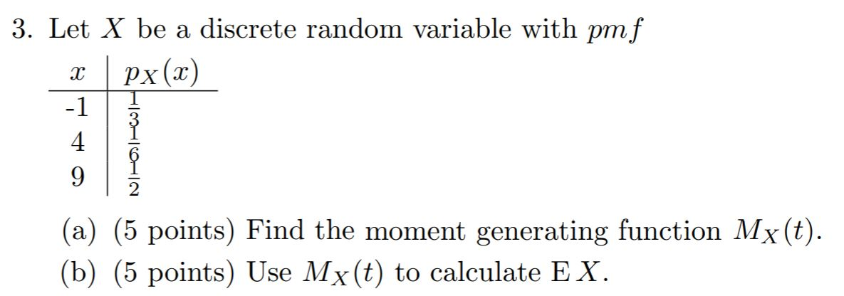 Solved X 3. Let X be a discrete random variable with pmf px | Chegg.com