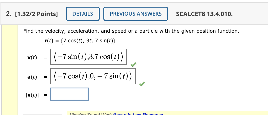 Solved 2. [1.32/2 Points] DETAILS PREVIOUS ANSWERS SCALCET8 | Chegg.com