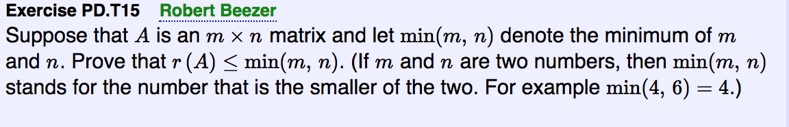 Solved Exercise PD.T15 Robert Beezer Suppose that A is an m | Chegg.com