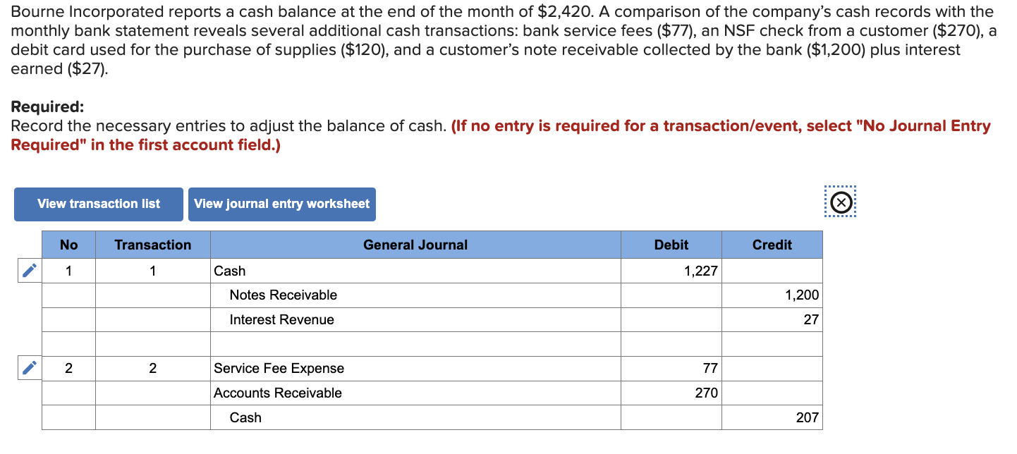 Solved Bourne Incorporated reports a cash balance at the end | Chegg.com