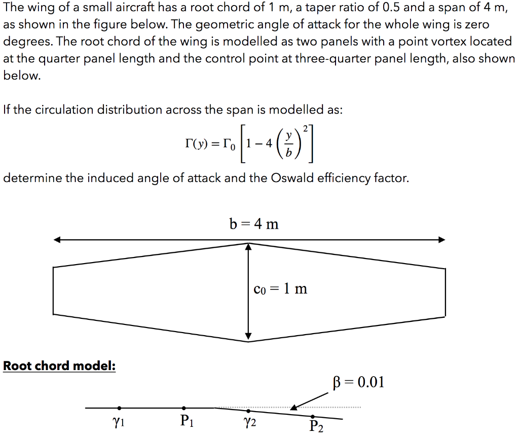 The wing of a small aircraft has a root chord of 1 m, | Chegg.com
