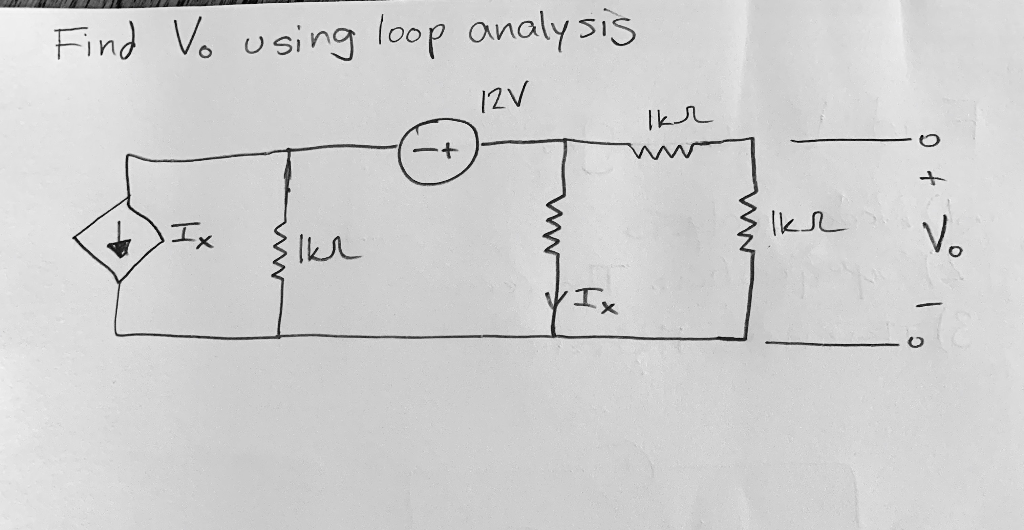 Solved Find Vo using loop analysis 12V Ikr ot > 1 | Chegg.com