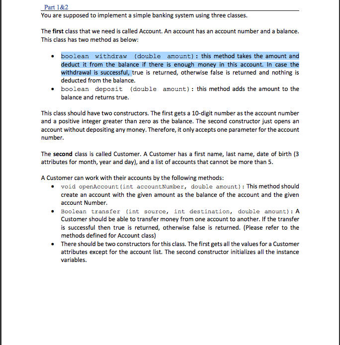 Solved Part 1&2 You are supposed to implement a simple | Chegg.com