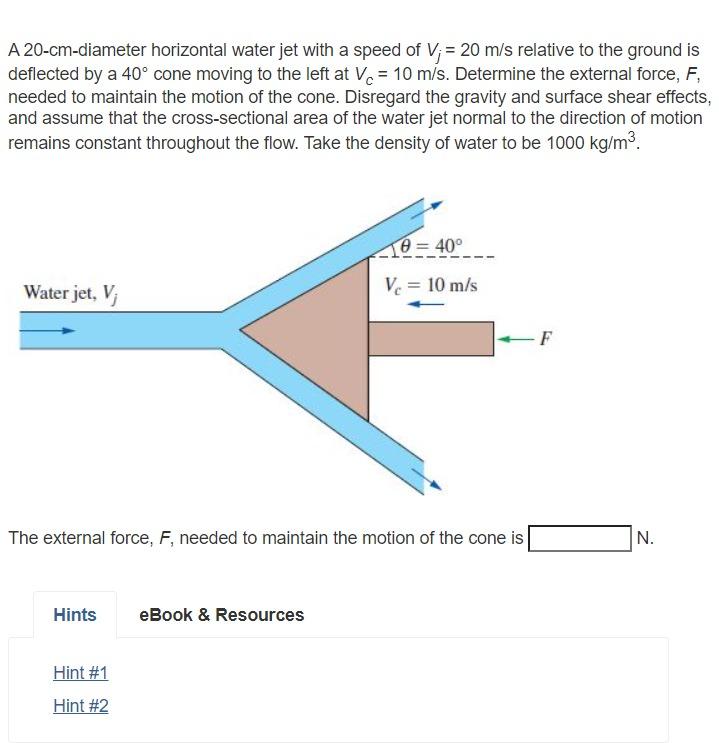 Solved A 20-cm-diameter horizontal water jet with a speed of | Chegg.com