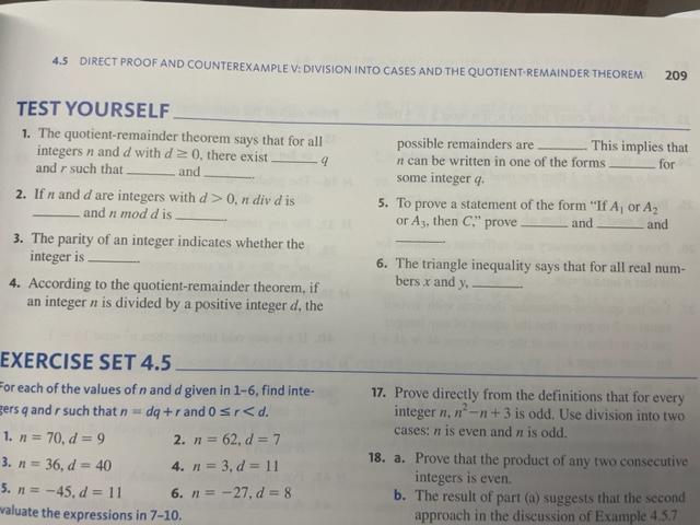 Solved 4.5 DIRECT PROOF AND COUNTEREXAMPLE V: DIVISION INTO | Chegg.com