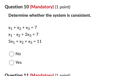 Solved Determine whether the system is consistent. | Chegg.com