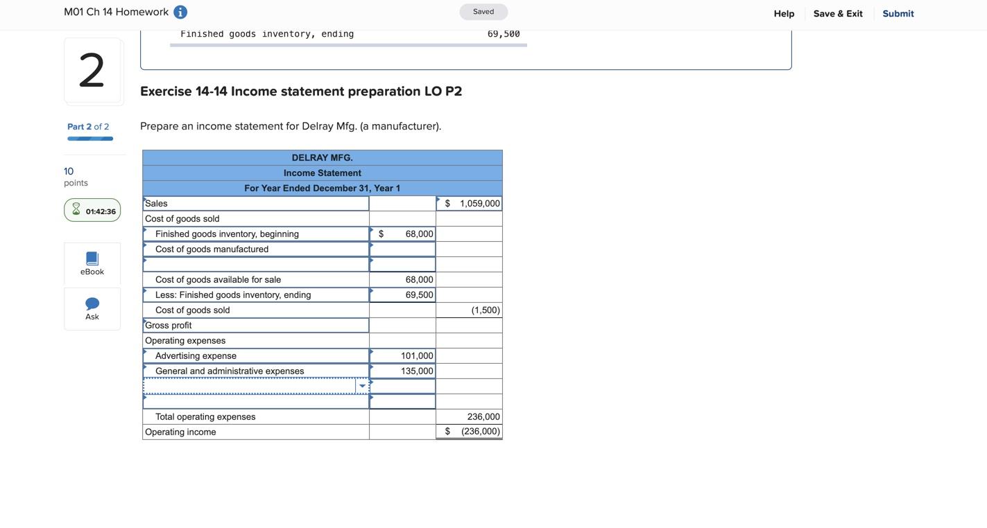 Solved MO1 Ch 14 Homework i Saved Help Save & Exit Submit ! | Chegg.com