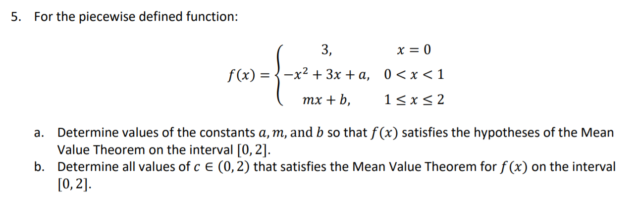 Solved 5. For the piecewise defined function: f(x) 3, x = 0 | Chegg.com
