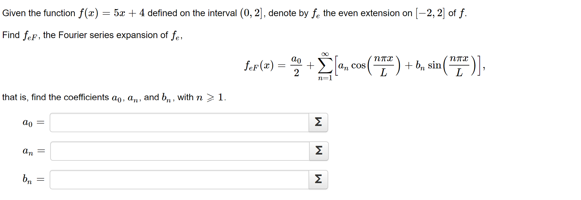 Solved Given the function f(x) = 5x + 4 defined on the | Chegg.com
