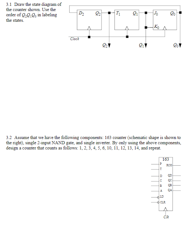 Solved 3.1 Draw the state diagram of the counter shown. Use | Chegg.com