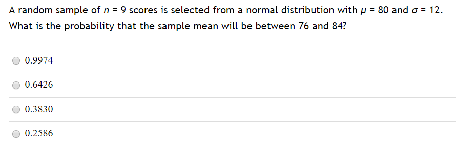 Solved A random sample of n 9 scores is selected from a | Chegg.com