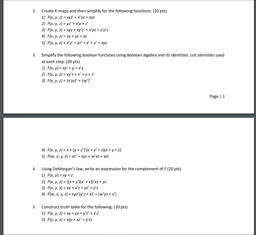 Solved 2 Create K-maps and then simplify for the following | Chegg.com